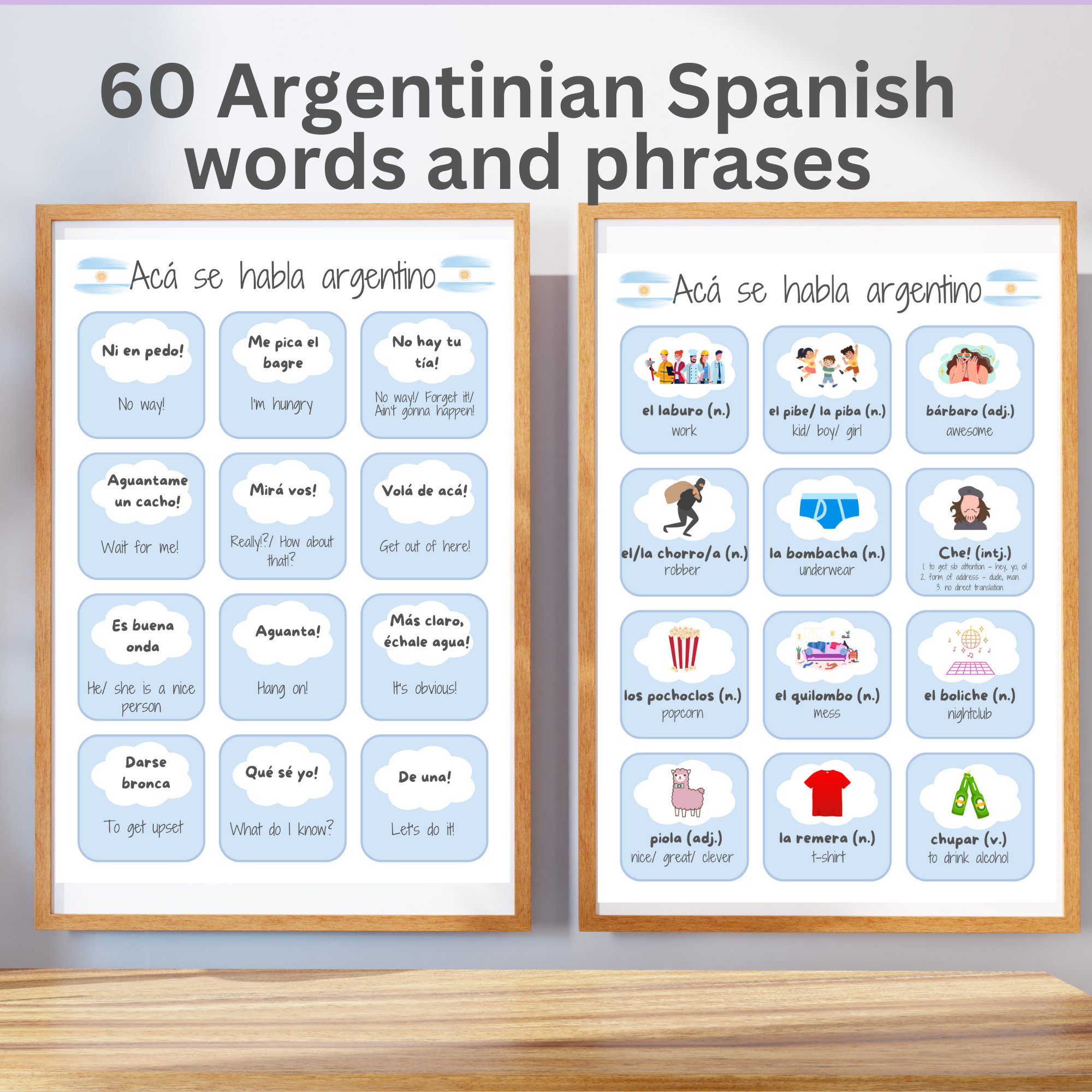 Argentinian Spanish Flashcards: 60 Words & Phrases (PDF) - Etsy