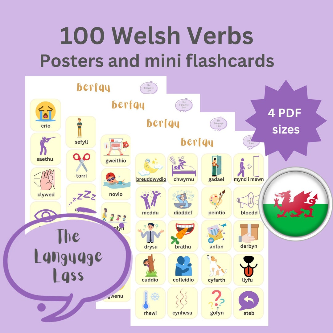 Welsh Verbs Flashcards: Learn Cymraeg Vocabulary (printable PDF) - Etsy UK