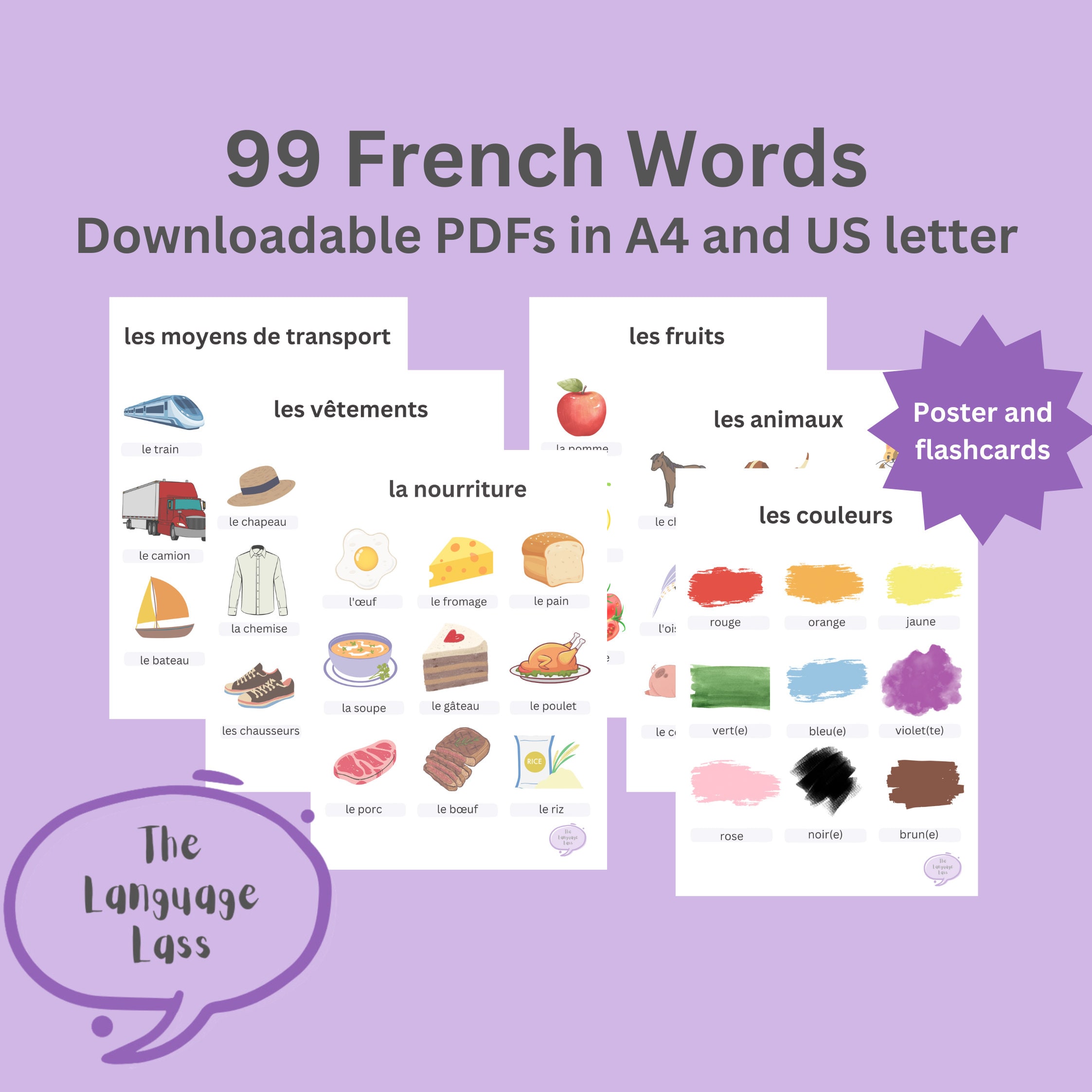 99 French Words | French Vocabulary | French Flashcards - Etsy