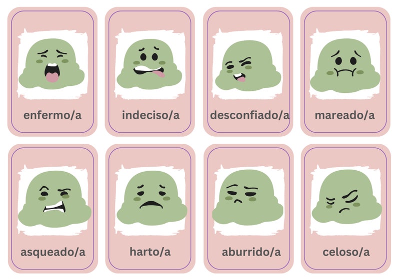 40 Spanish Emotions Flashcards Spanish Flashcards Learn Spanish - Etsy