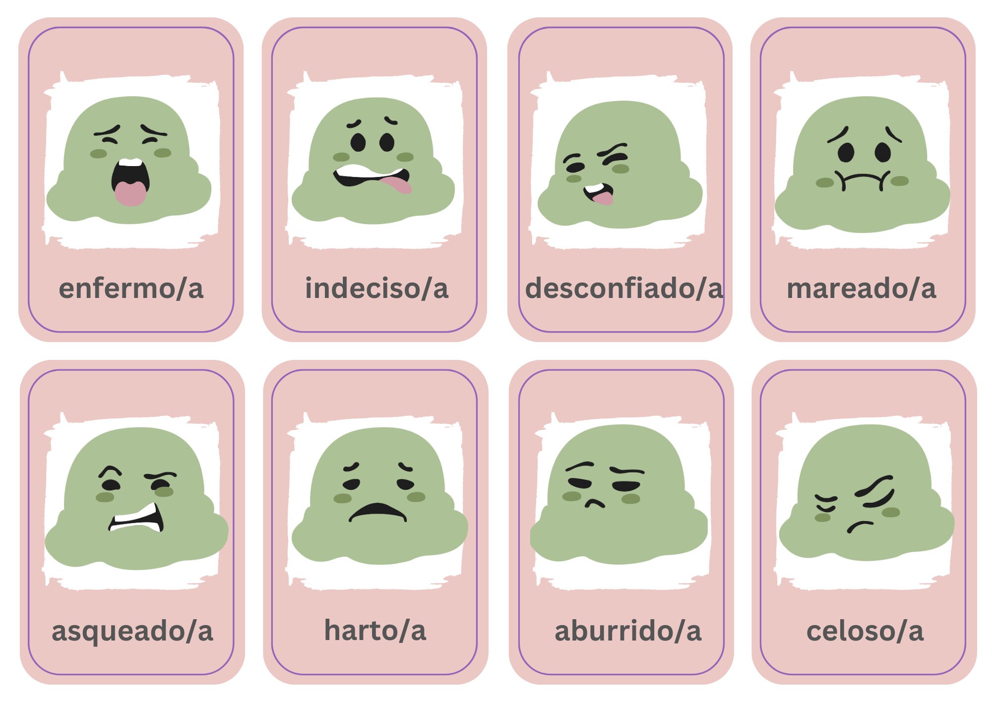 40 Spanish Emotions Flashcards Spanish Flashcards Learn Spanish - Etsy
