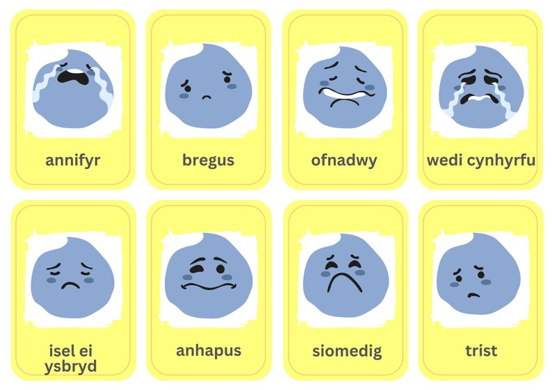 40 Welsh Emotions Flashcards | Welsh Vocabulary Cards | Dysgu Cymraeg ...