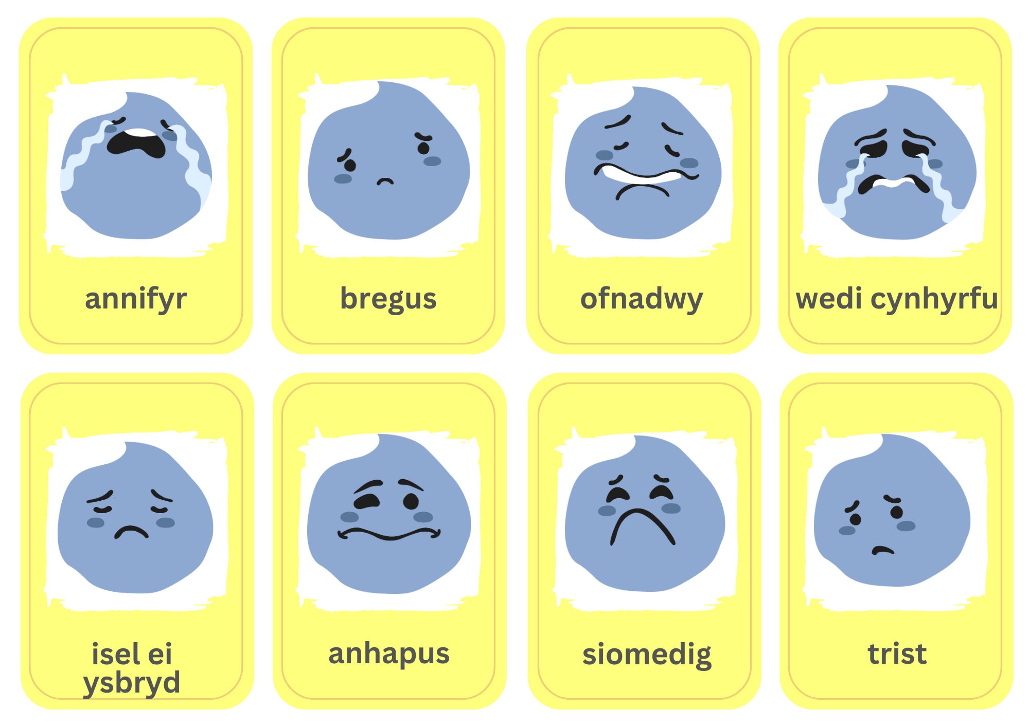 40 Welsh Emotions Flashcards | Welsh Vocabulary Cards | Dysgu Cymraeg ...