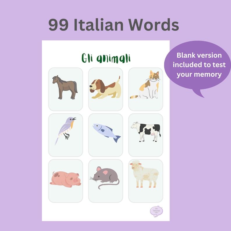 99 Italian Words Italian Vocabulary Italian Flashcards - Etsy