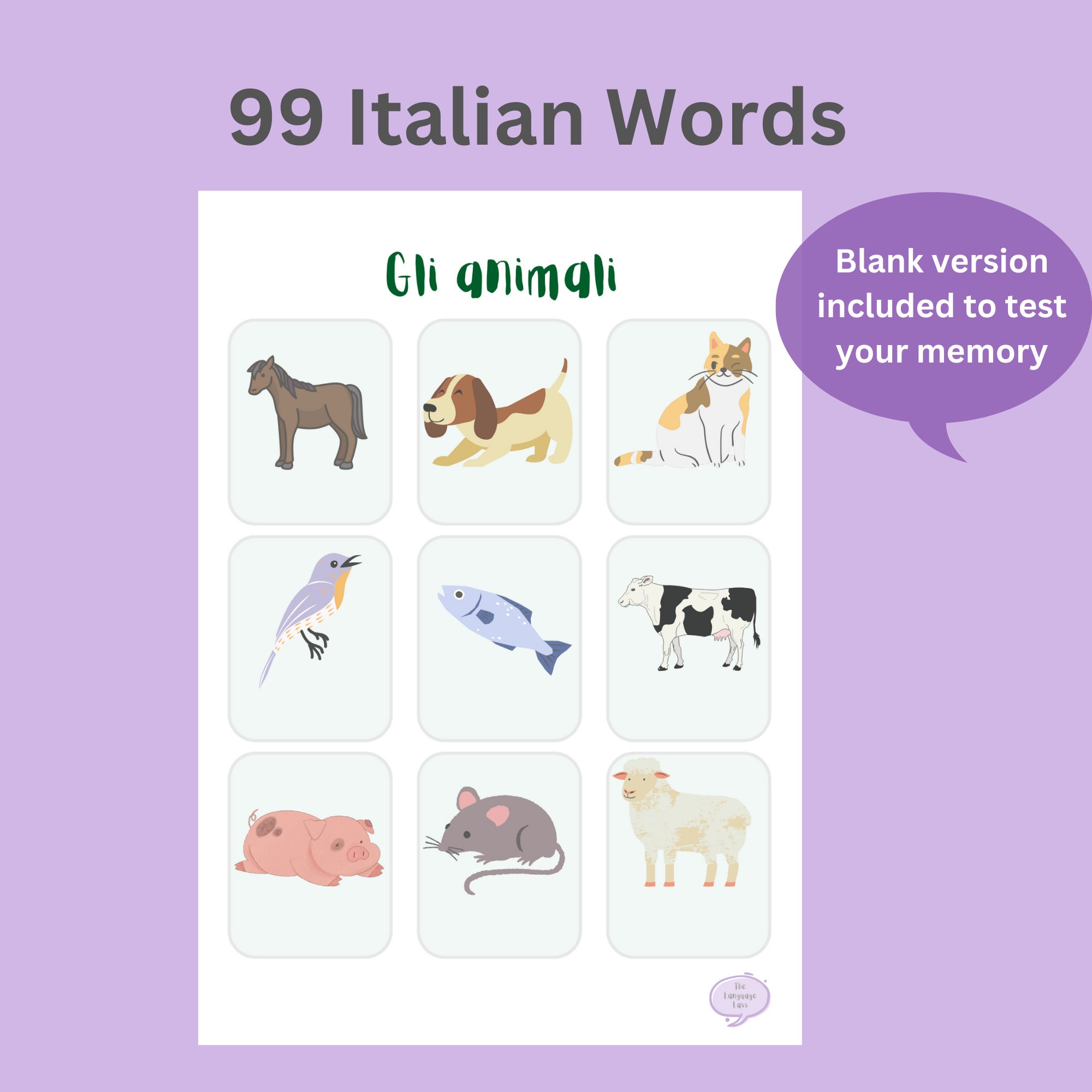 99 Italian Words Italian Vocabulary Italian Flashcards - Etsy