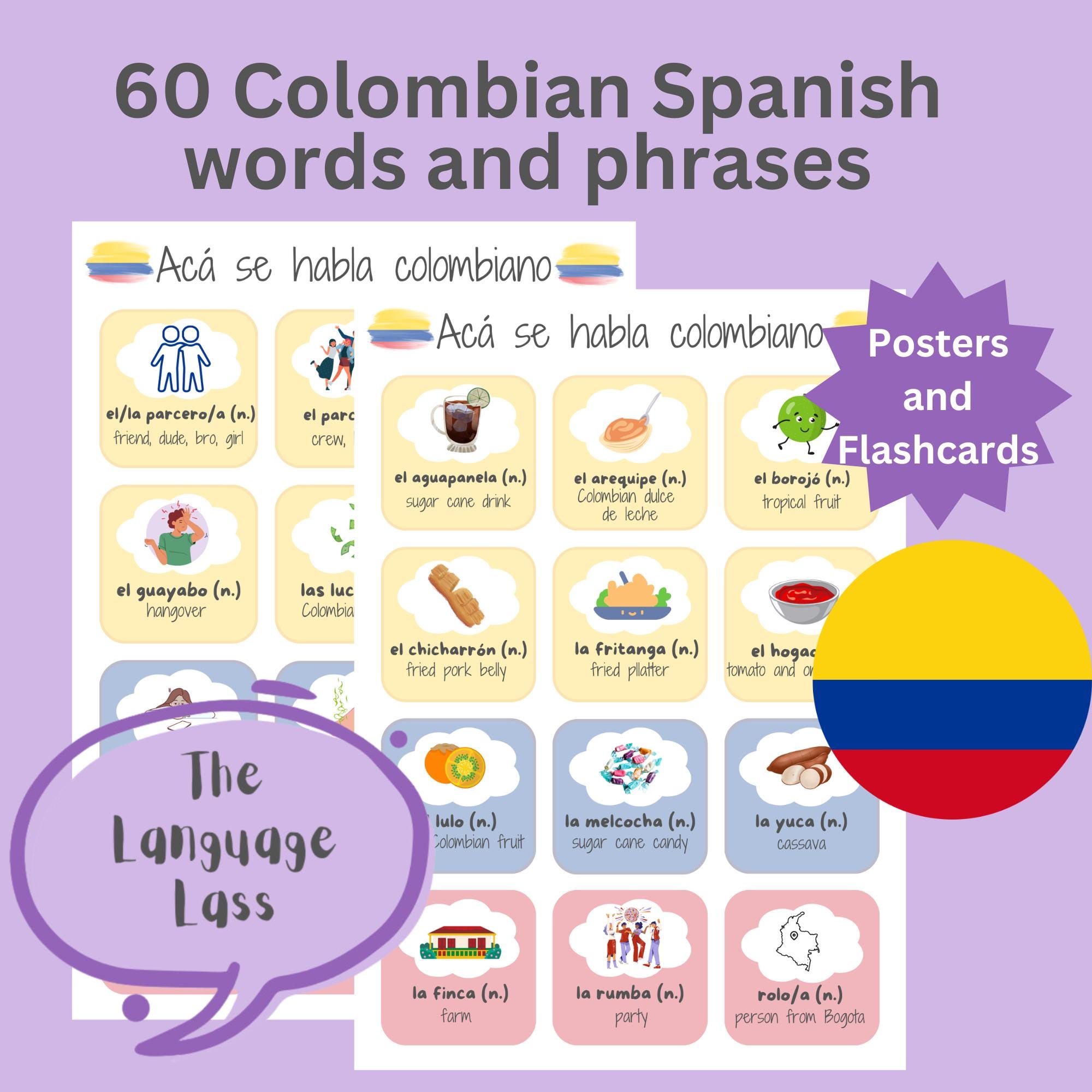 60 Colombian Spanish Words & Phrases Colombian Spanish Vocabulary ...