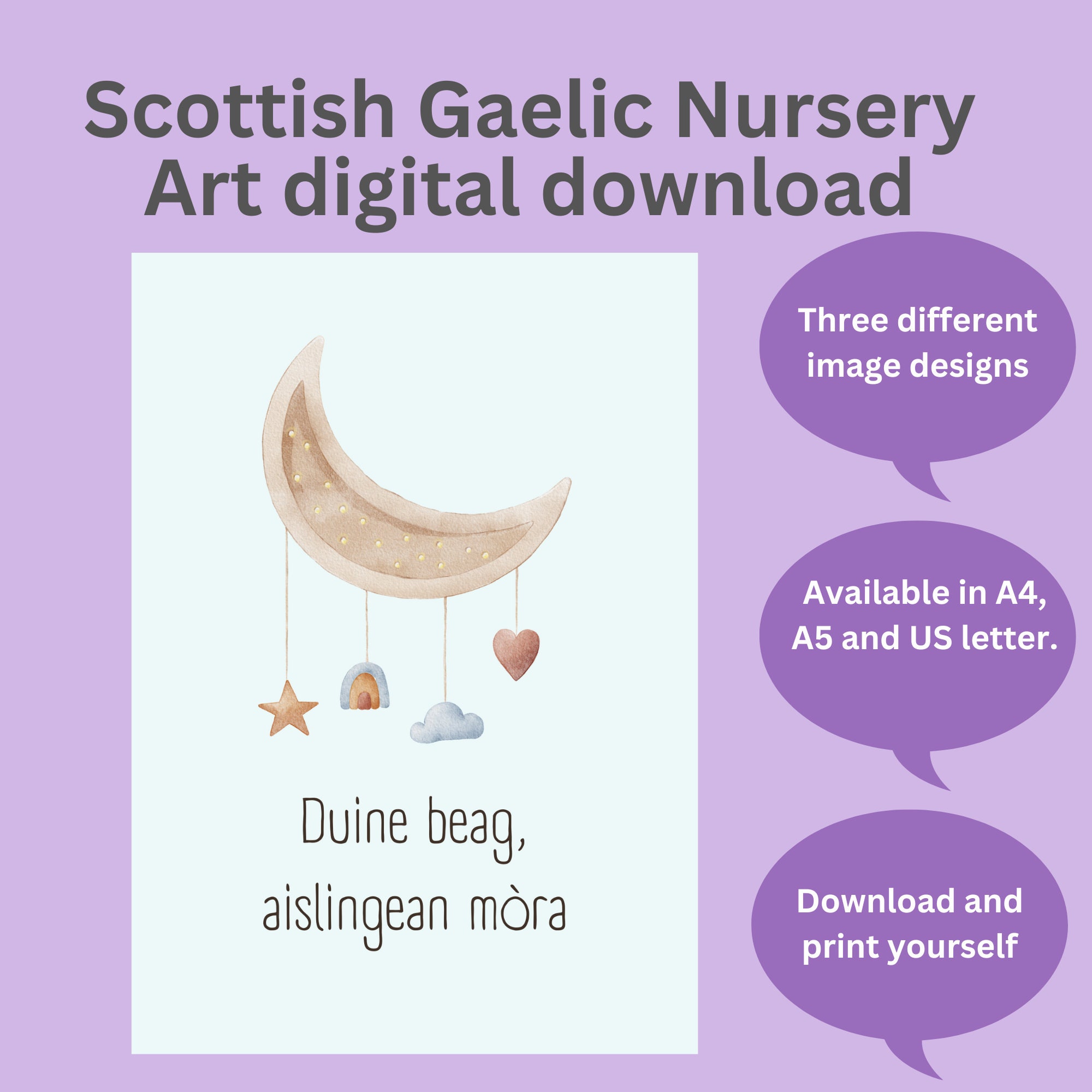 Scottish Gaelic Nursery Wall Art Downloadable Print 'duine Beag ...