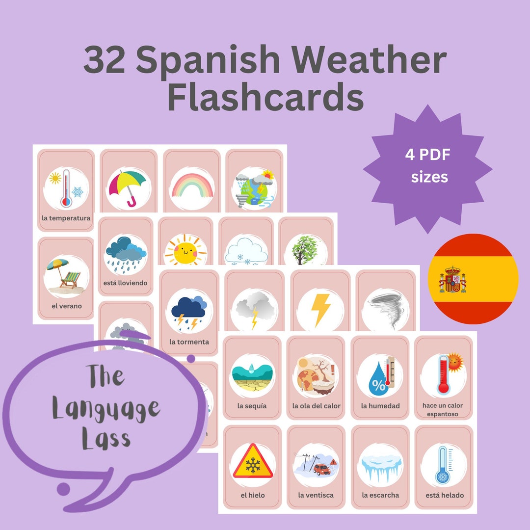 32 Spanish Weather Flashcards | Spanish Flashcards | Learn Spanish ...