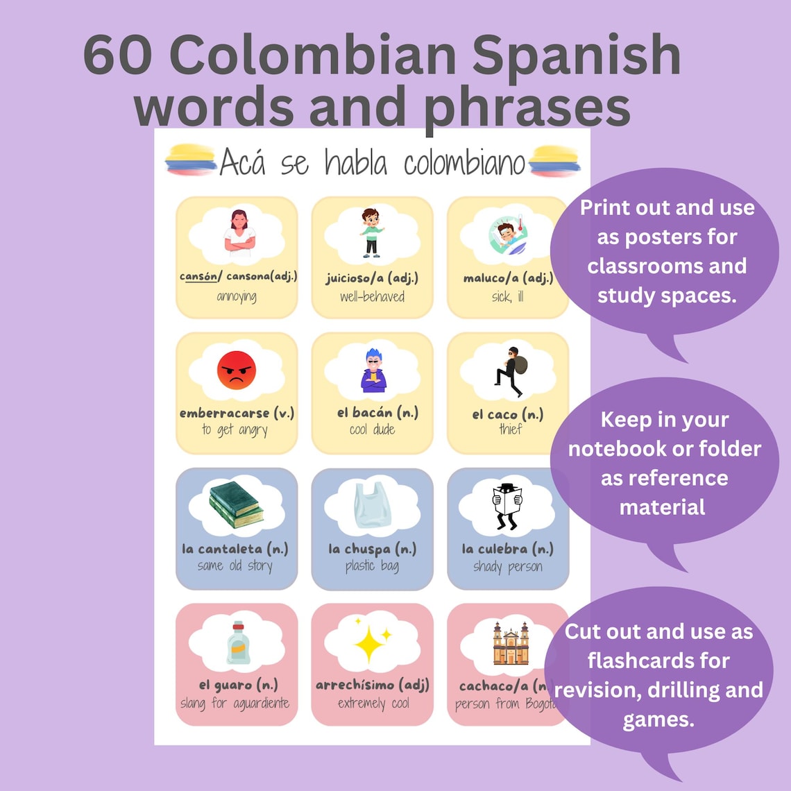 60 Colombian Spanish Words & Phrases | Colombian Spanish Vocabulary ...