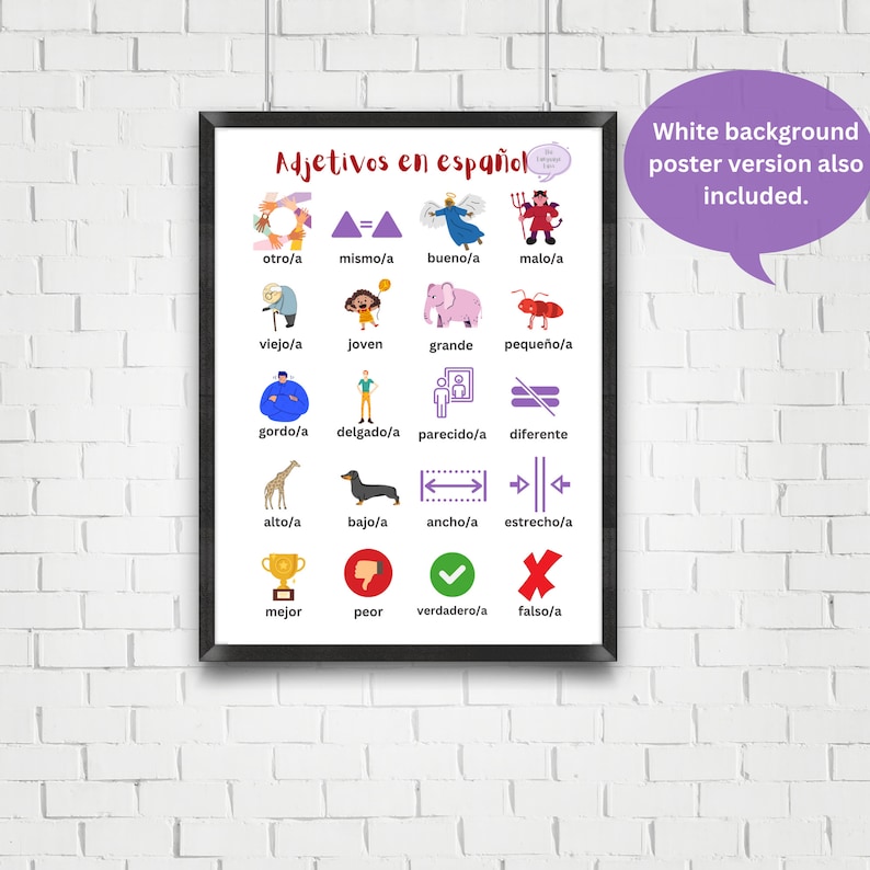 100 Spanish Adjectives Flashcards: Vocabulary Learning (PDF Download ...