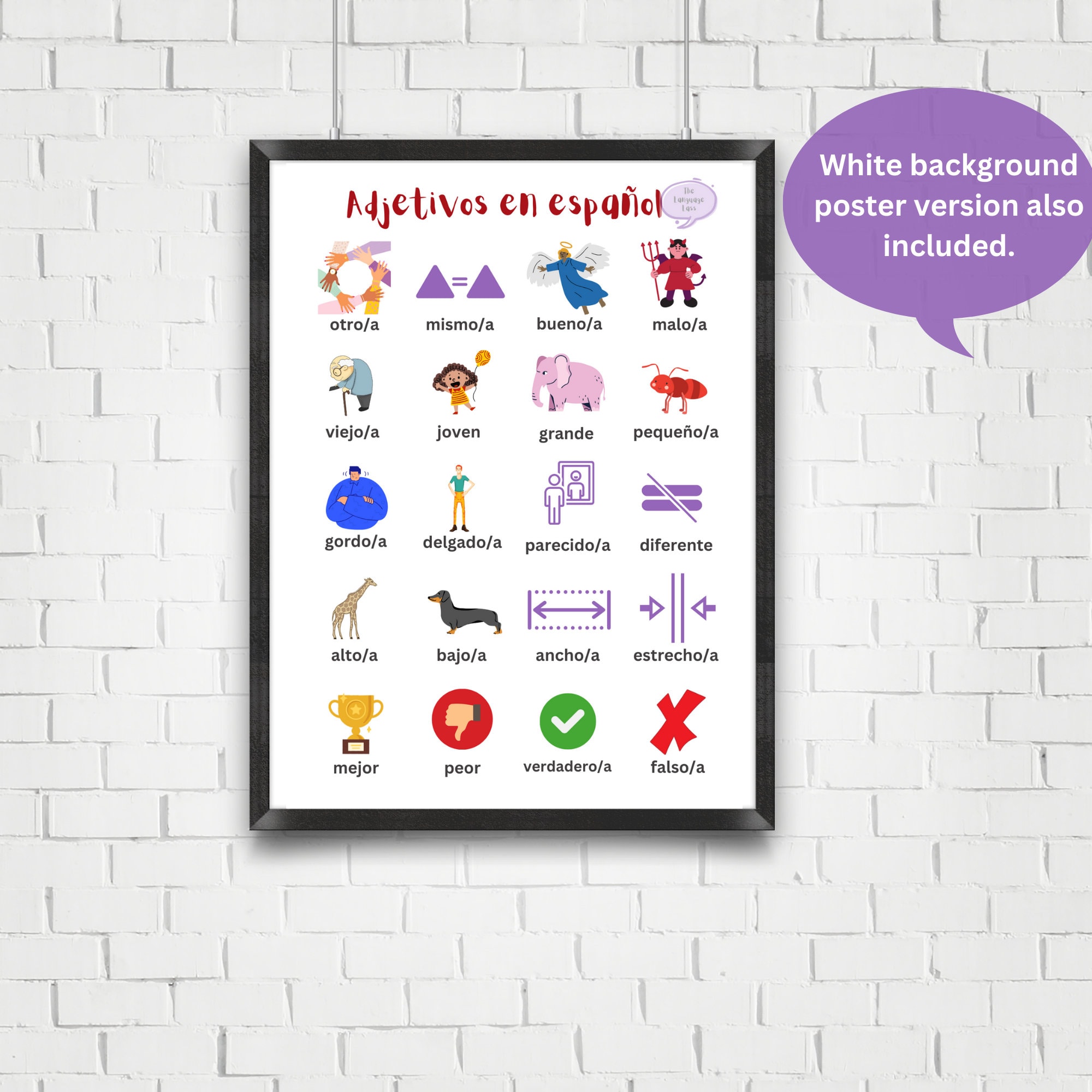 100 Spanish Adjectives Flashcards: Vocabulary Learning (PDF Download ...