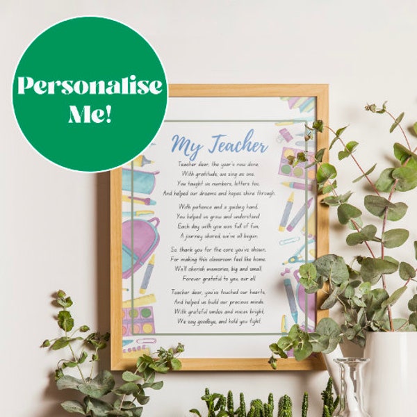 Teacher Assistant Poem - Etsy UK