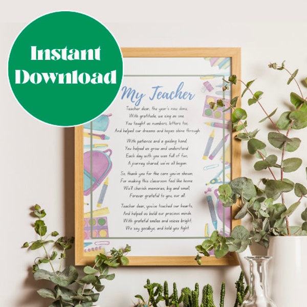 Teacher Assistant Poem - Etsy UK