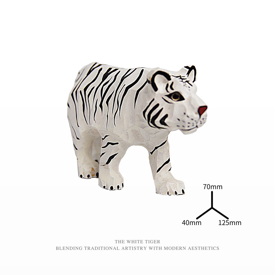 Majestic White Tiger Wood Carving Wildlife Home Decor - Etsy