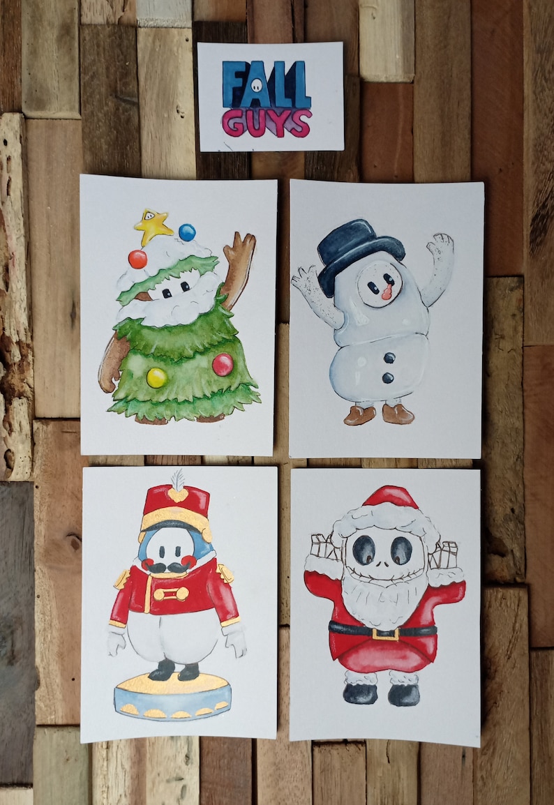 Fall Guys Watercolor Nutcracker Greeting Card - Etsy