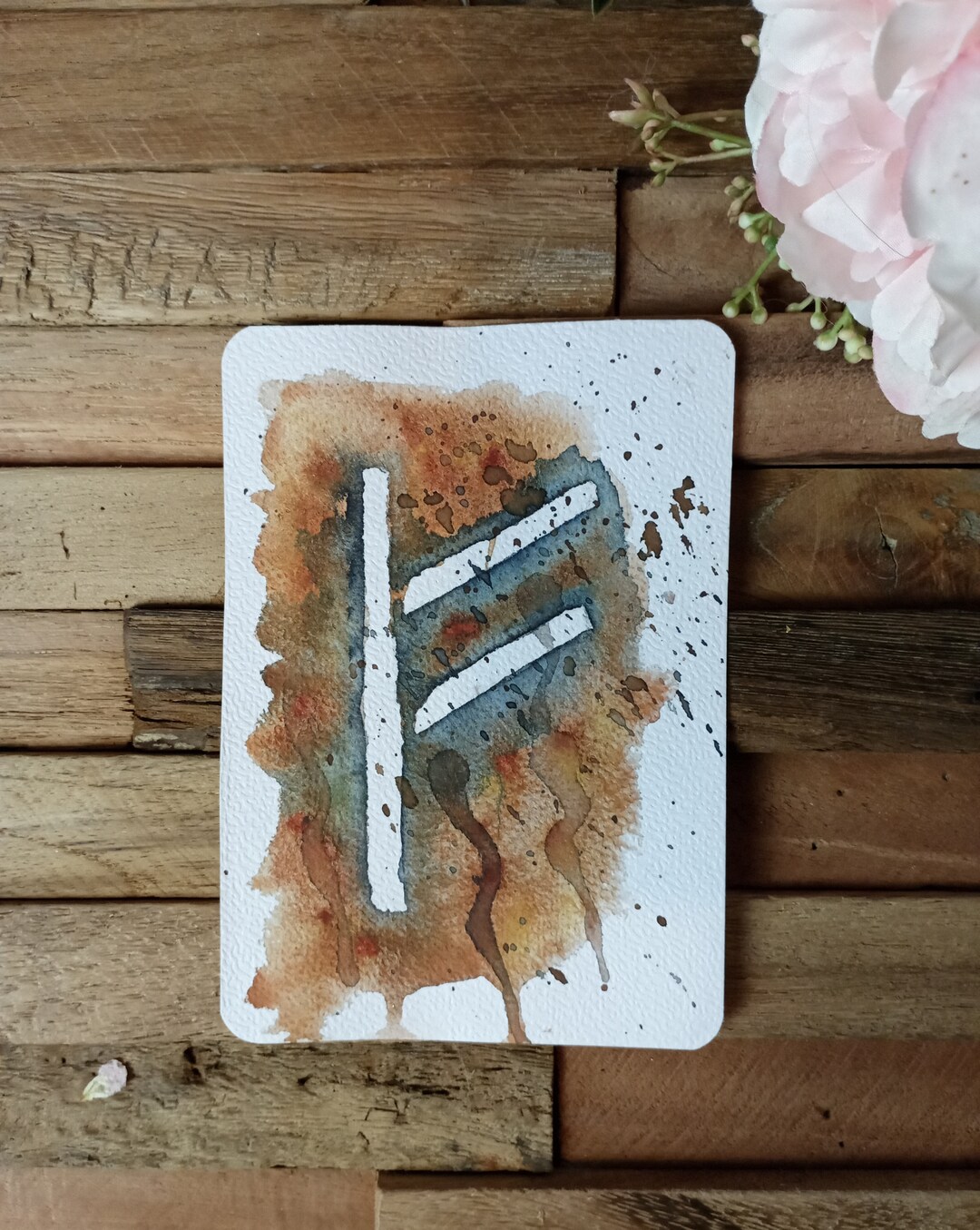 Norse Viking Fehu Rune Map in Watercolor - Etsy