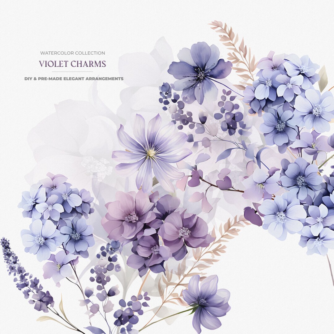 Watercolor Violets - Violet Floral Clipart - Wild Violet Flowers ...