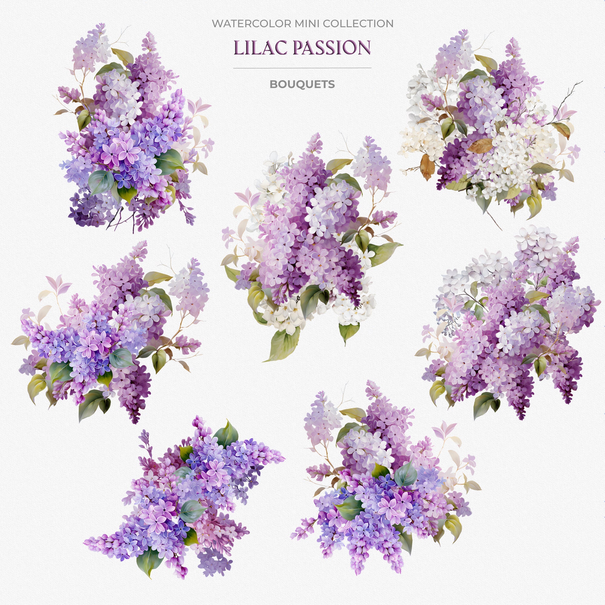 Watercolor Lilac Floral Clipart, Purple Lilac, Watercolor Floral ...