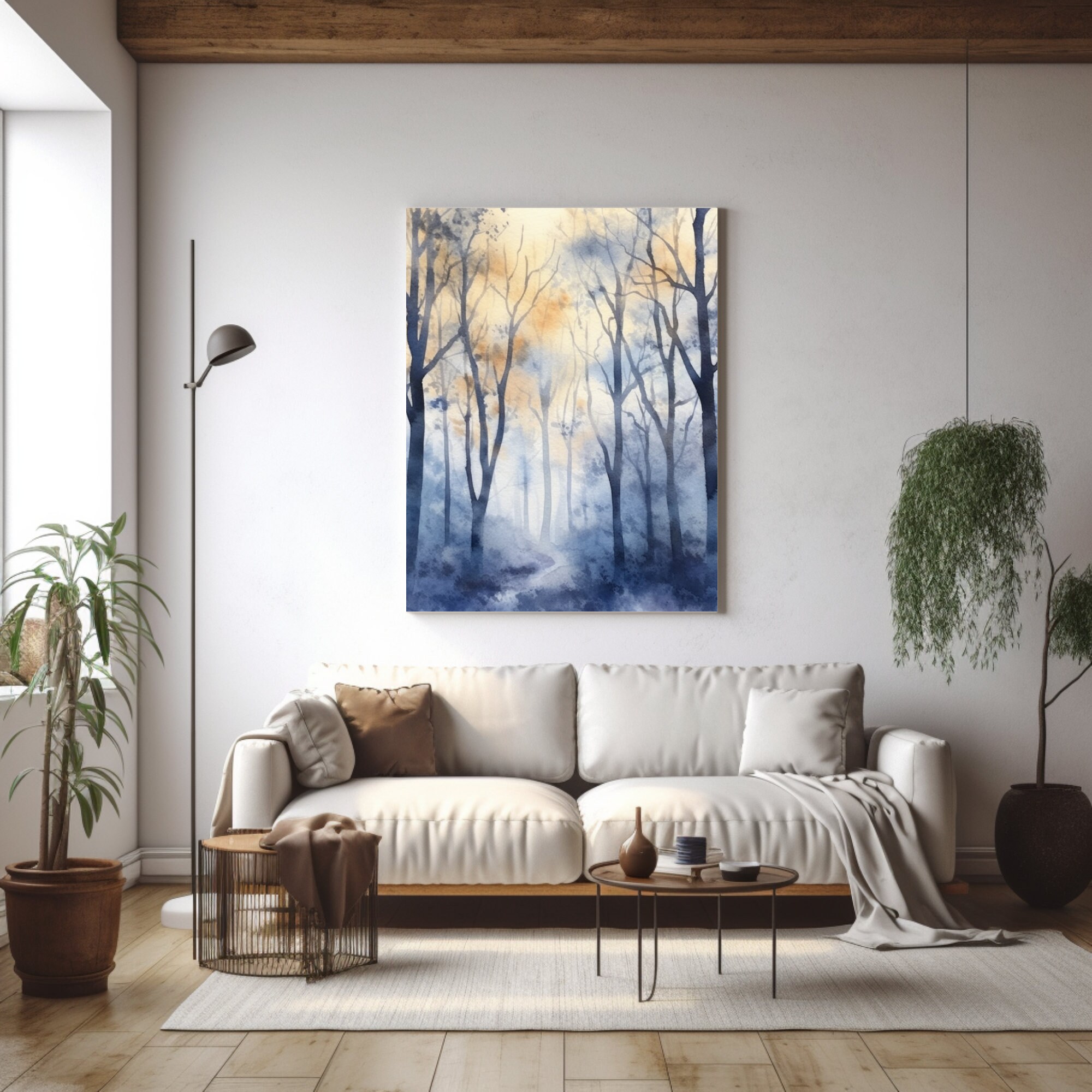 20 High-resolution Watercolor Blue Trees PNG Bundle for Commercial Use ...