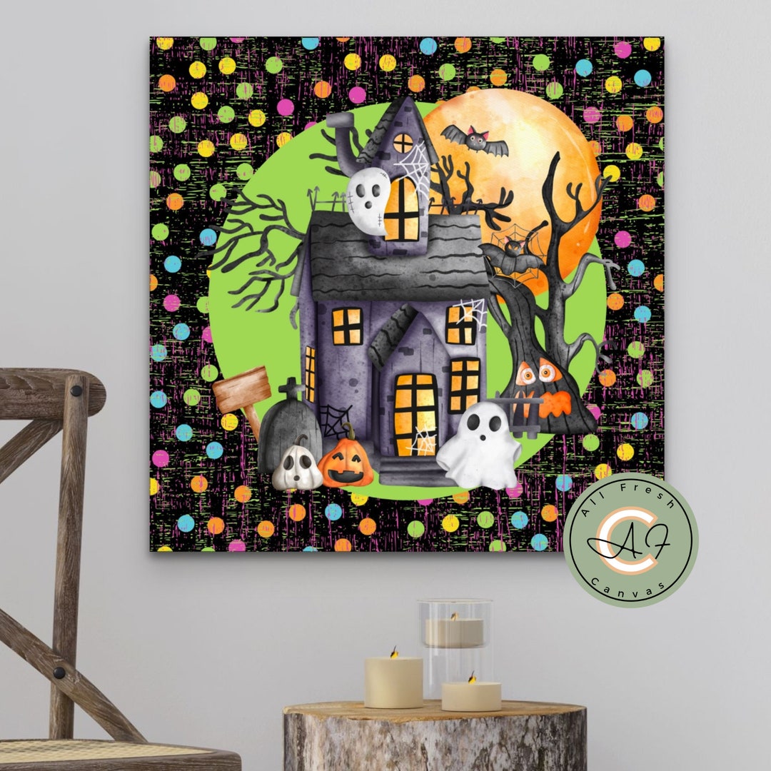 Enchanted Haunted House: Spooky Halloween Canvas Wrap With - Etsy