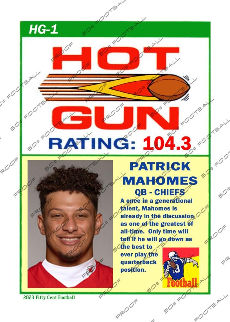 Patrick Mahomes Kansas City Chiefs Quarterback HOT GUN Custom Trading ...