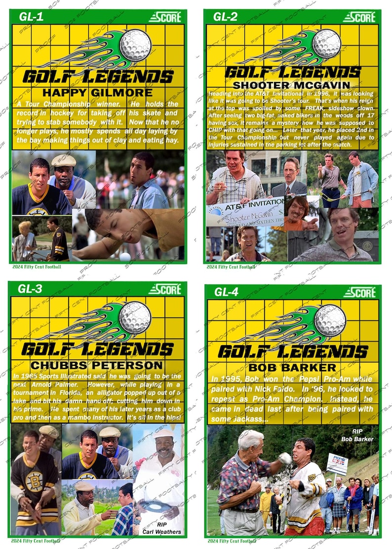 Bob Barker Happy Gilmore Golf Legends Custom Trading Card. Adam Sandler ...