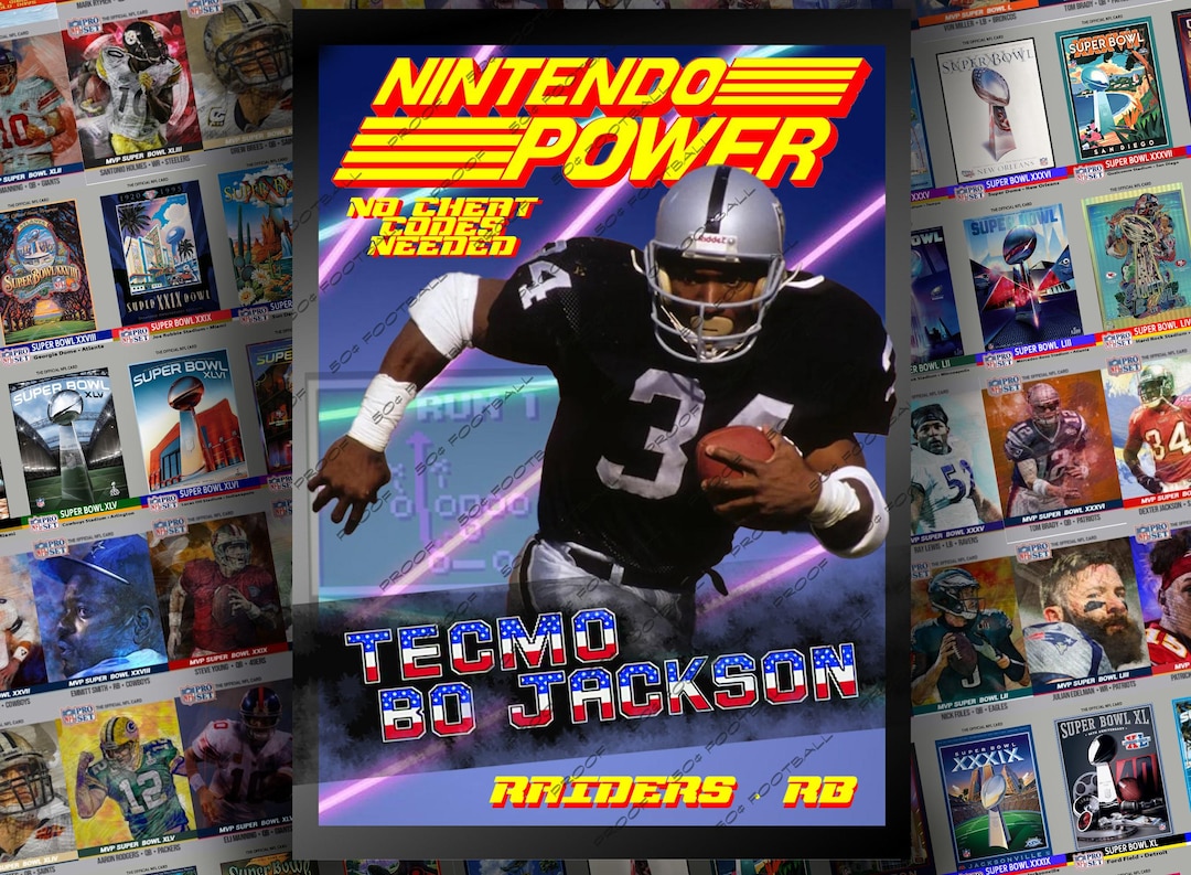 Bo Jackson Raiders Tecmo Super Bowl Nintendo Power Custom Trading Card ...