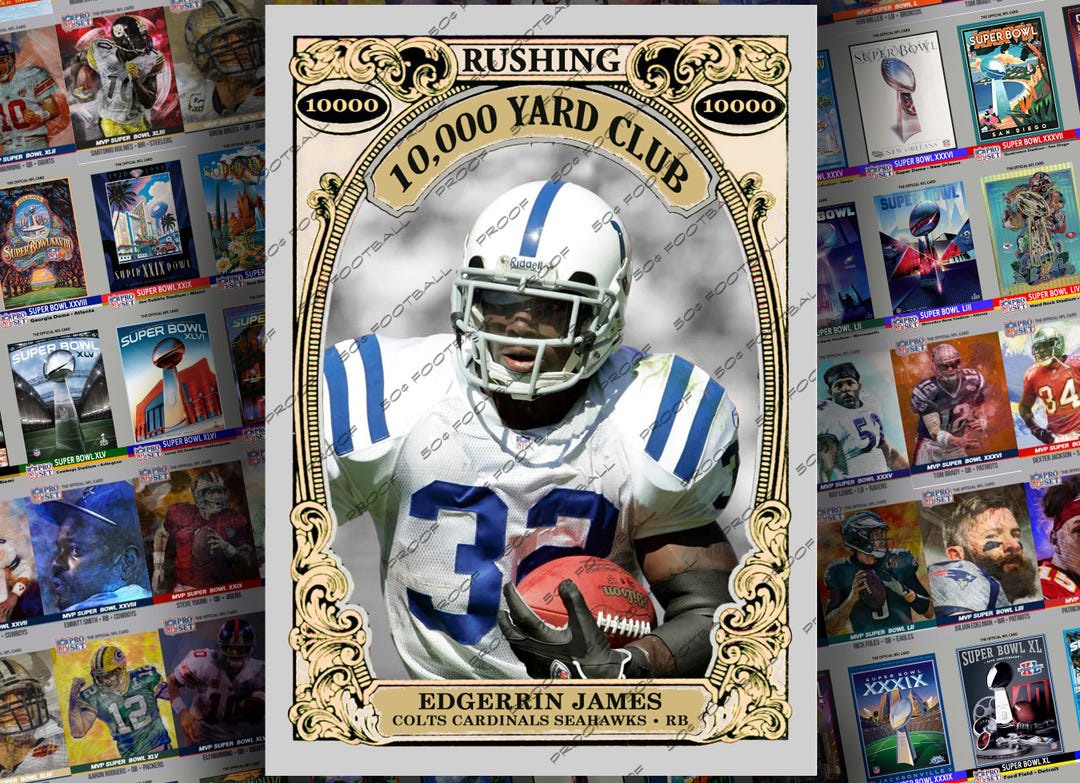Edgerrin James 10,000 Yard Club Custom Trading Card Colts Cardinals ...