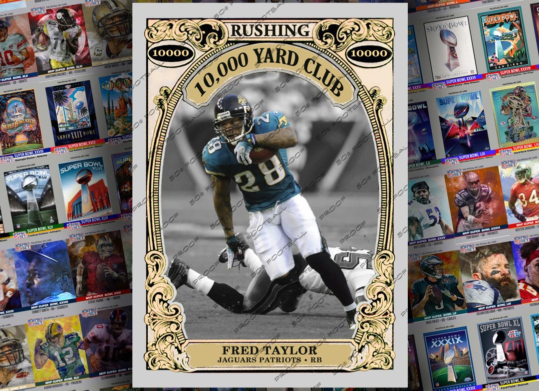 Fred Taylor 10,000 Yard Club Custom Trading Card - Jaguars Patriots ...