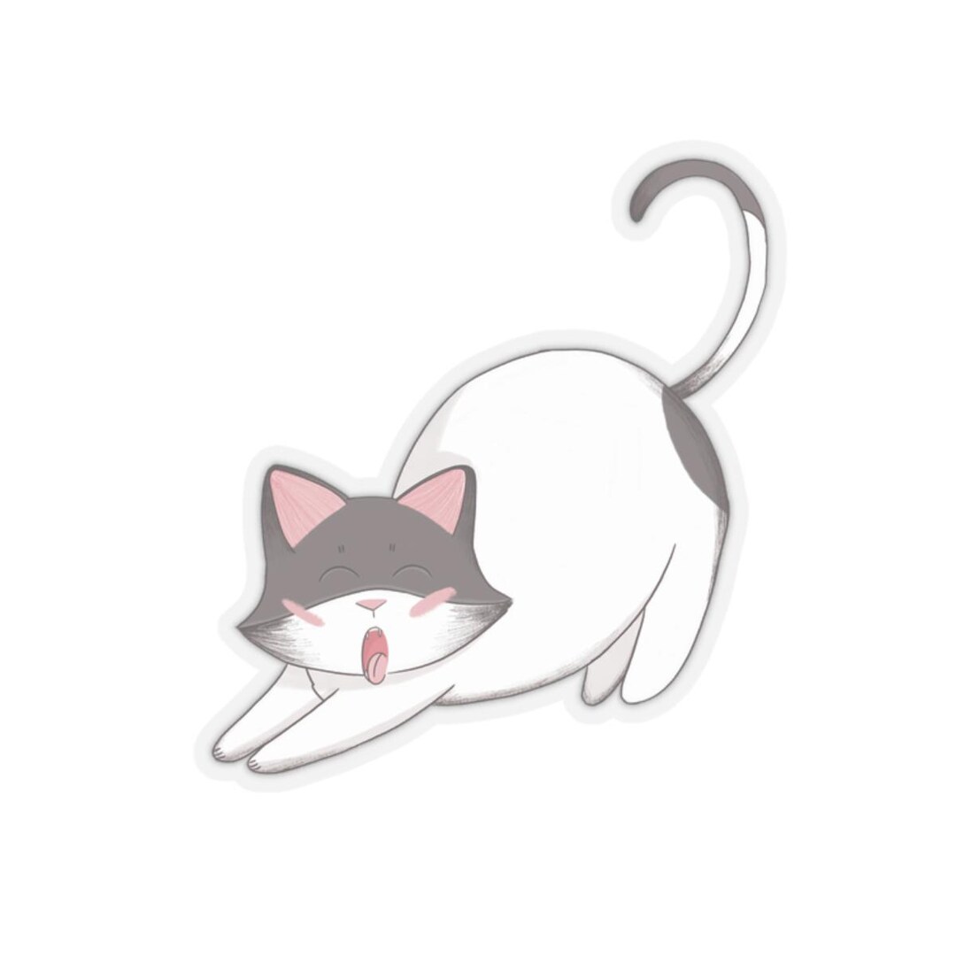 Charming Cat Stretching Kiss-cut Stickers, Cute Animal Decals, Adorable ...