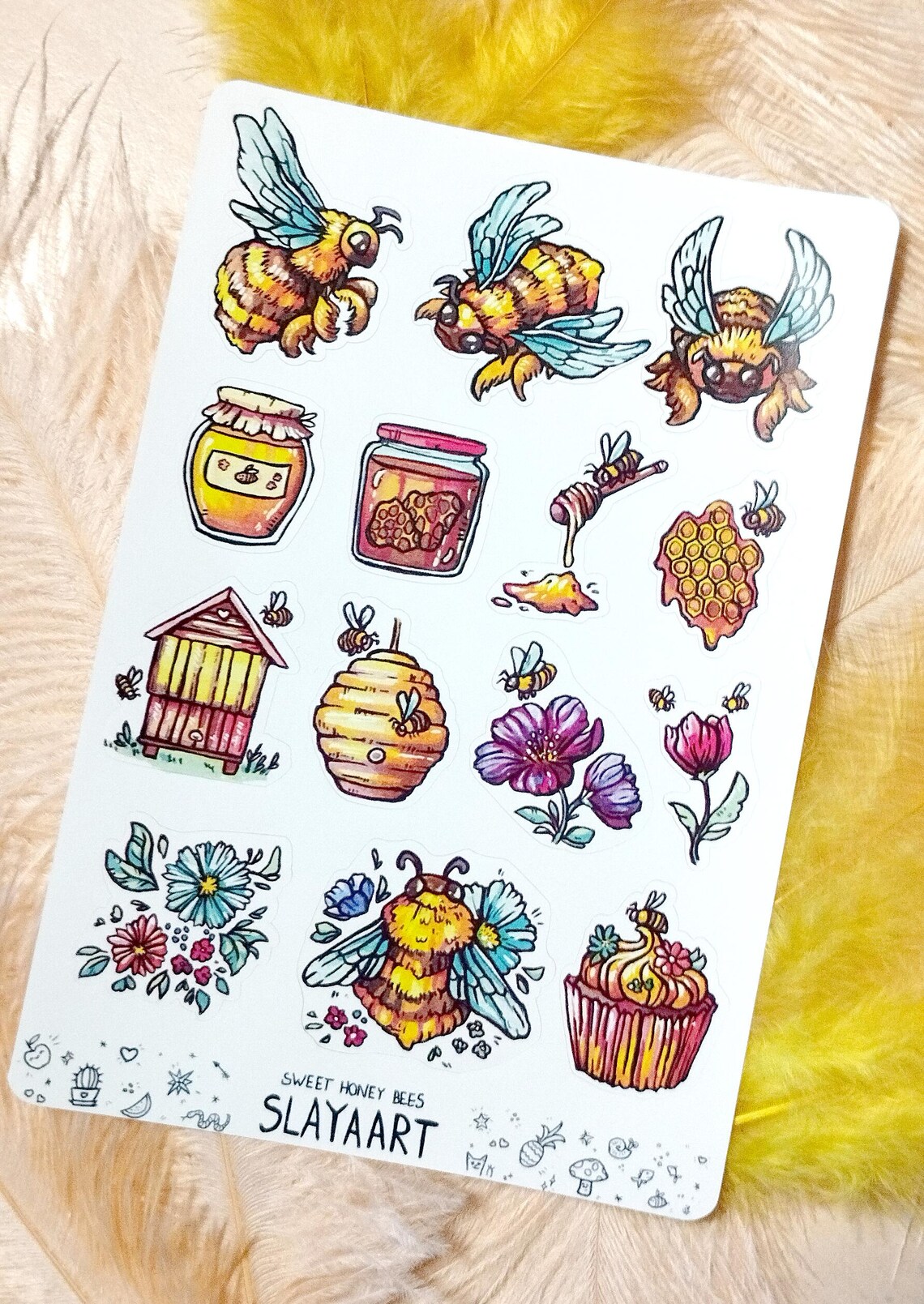 Sweet Honey Bees Themed Sticker Sheet - Etsy