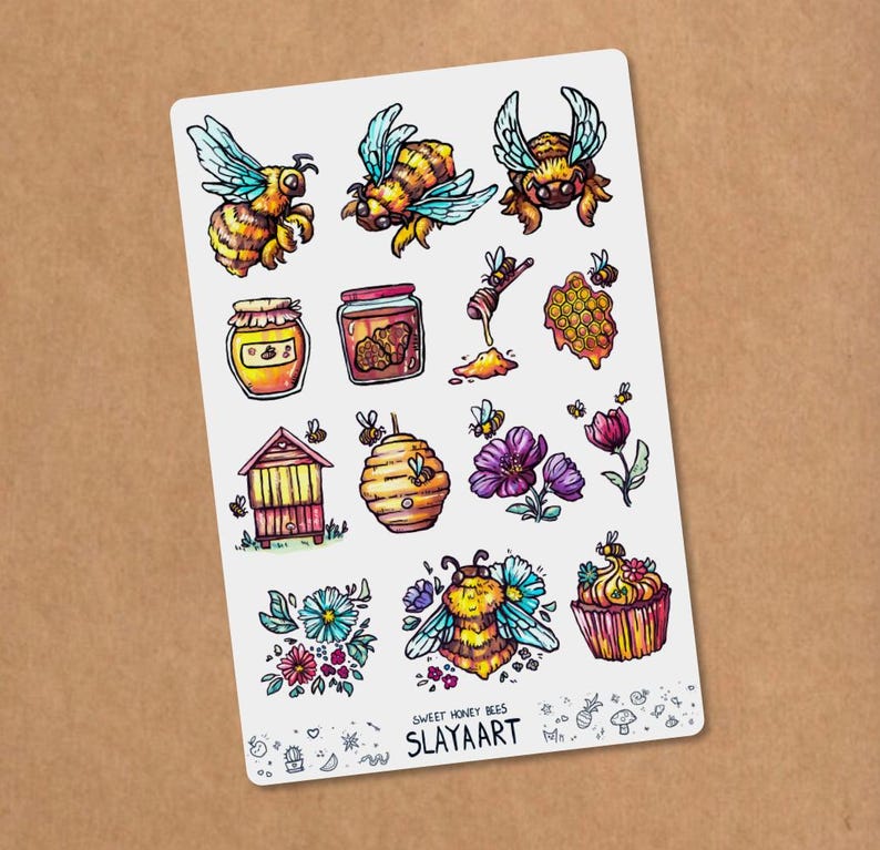 Sweet Honey Bees Themed Sticker Sheet - Etsy