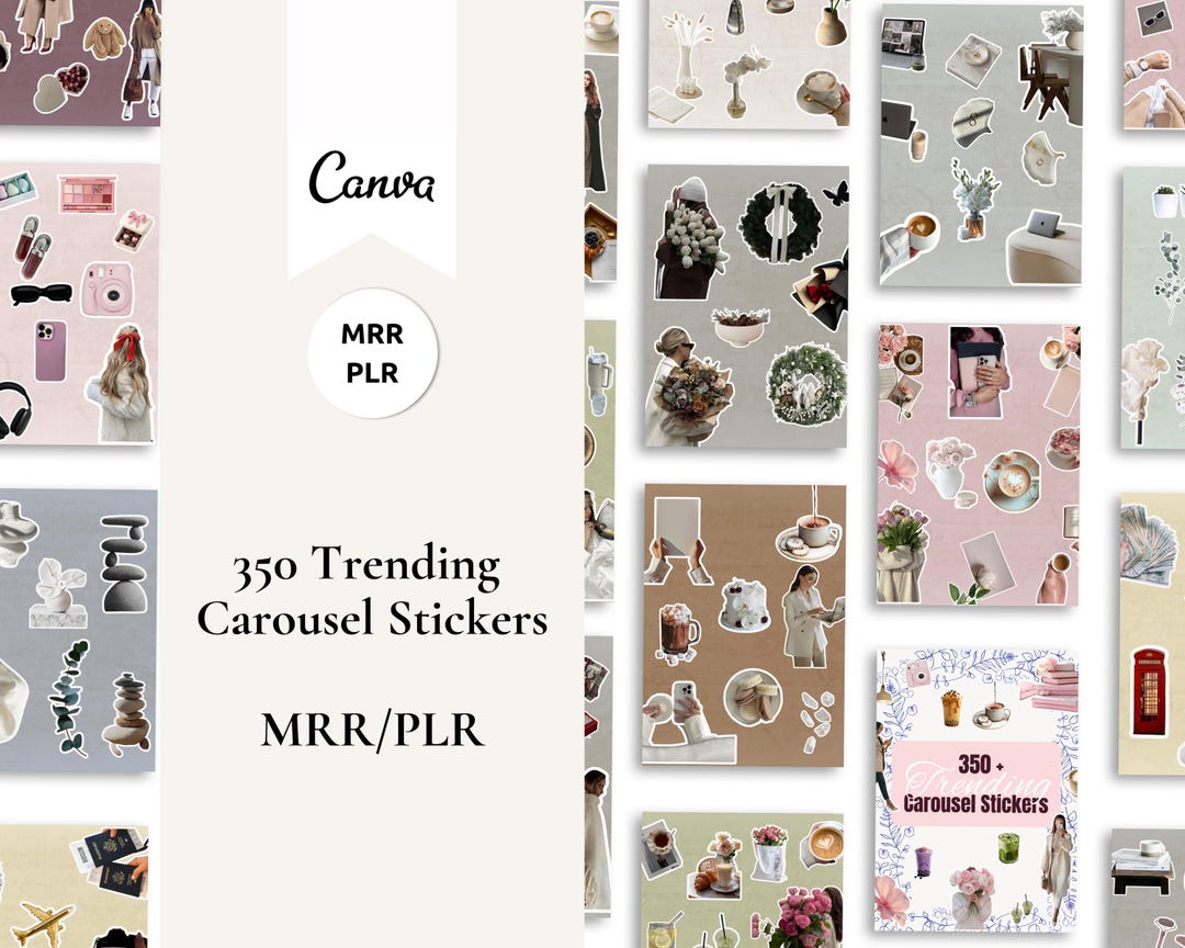 350 Trending Carousel Stickers, Social Media, White Outline, MRR PLR ...