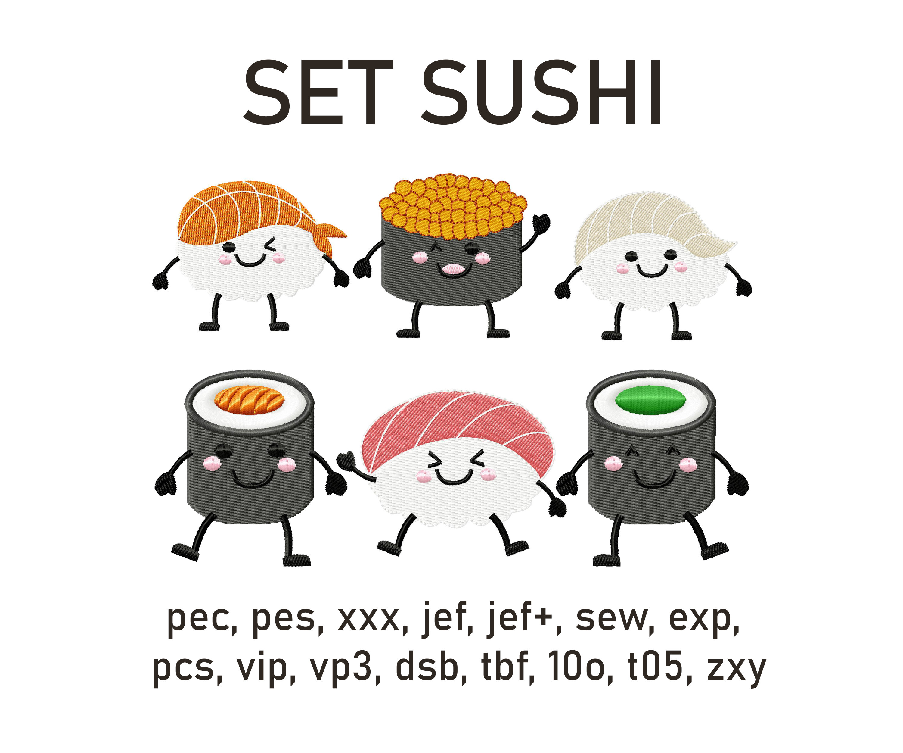 Sushi Rolls Smiles Embroidery Design - Etsy