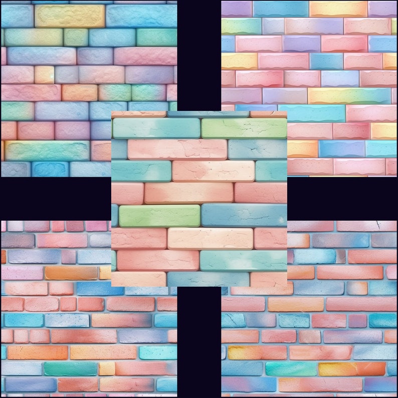 Coloured Bricks - Digital Seamless Pattern - Etsy