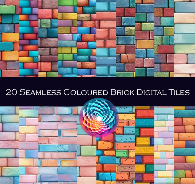 Coloured Bricks - Digital Seamless Pattern - Etsy