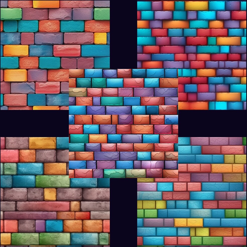 Coloured Bricks - Digital Seamless Pattern - Etsy