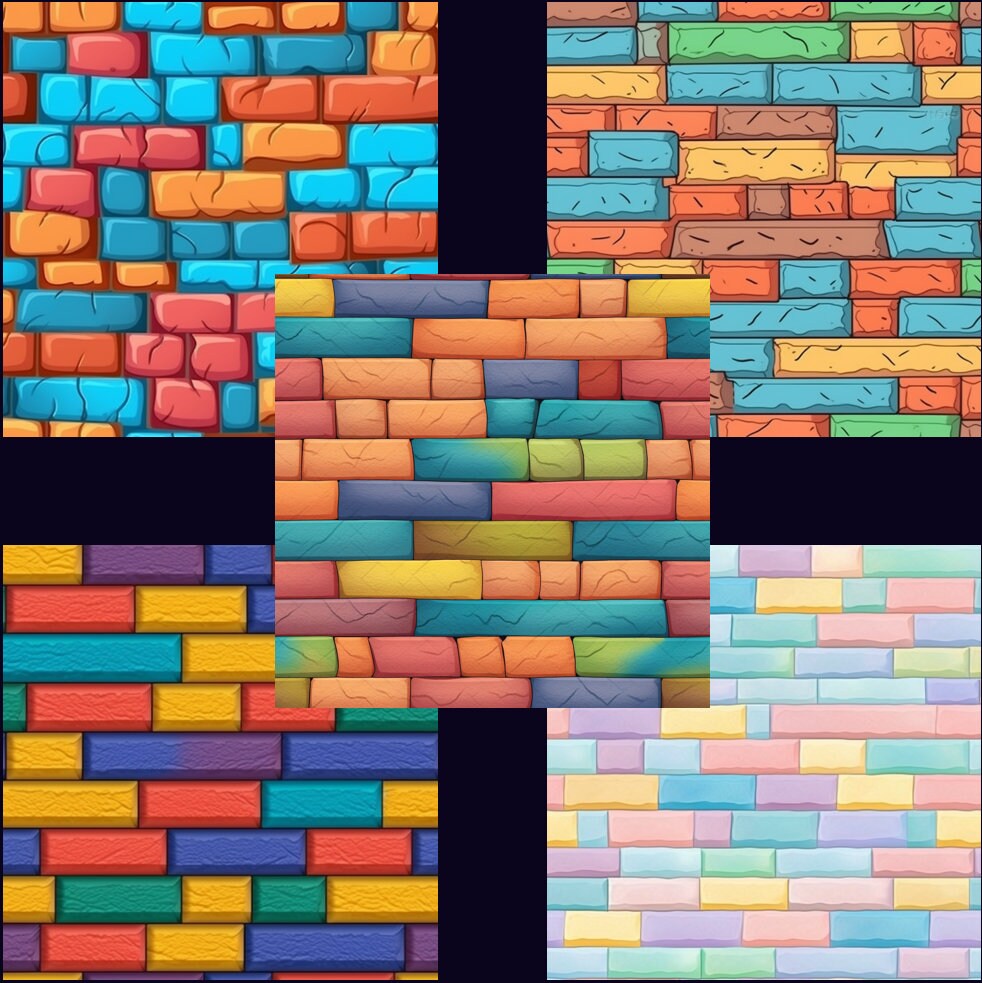 Coloured Bricks - Digital Seamless Pattern - Etsy