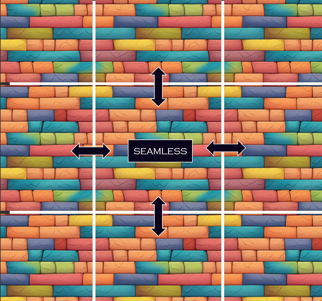 Coloured Bricks - Digital Seamless Pattern - Etsy