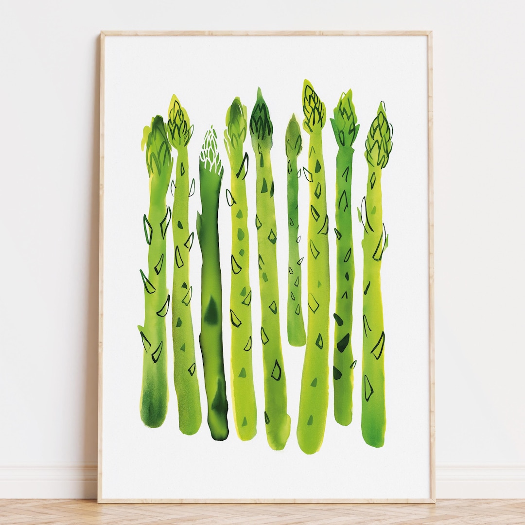 Asparagus Wall Art, Modern Farm Print, Vegetable Leafy Green Artwork ...