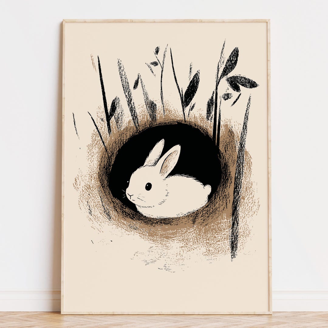 Cute Bunny Art Print Digital Download, Bunny Nursery Wall Art, Kids ...