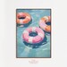 Pink and Orange Inner Tube Painting, Abstract Coastal Pastel Wall Art ...