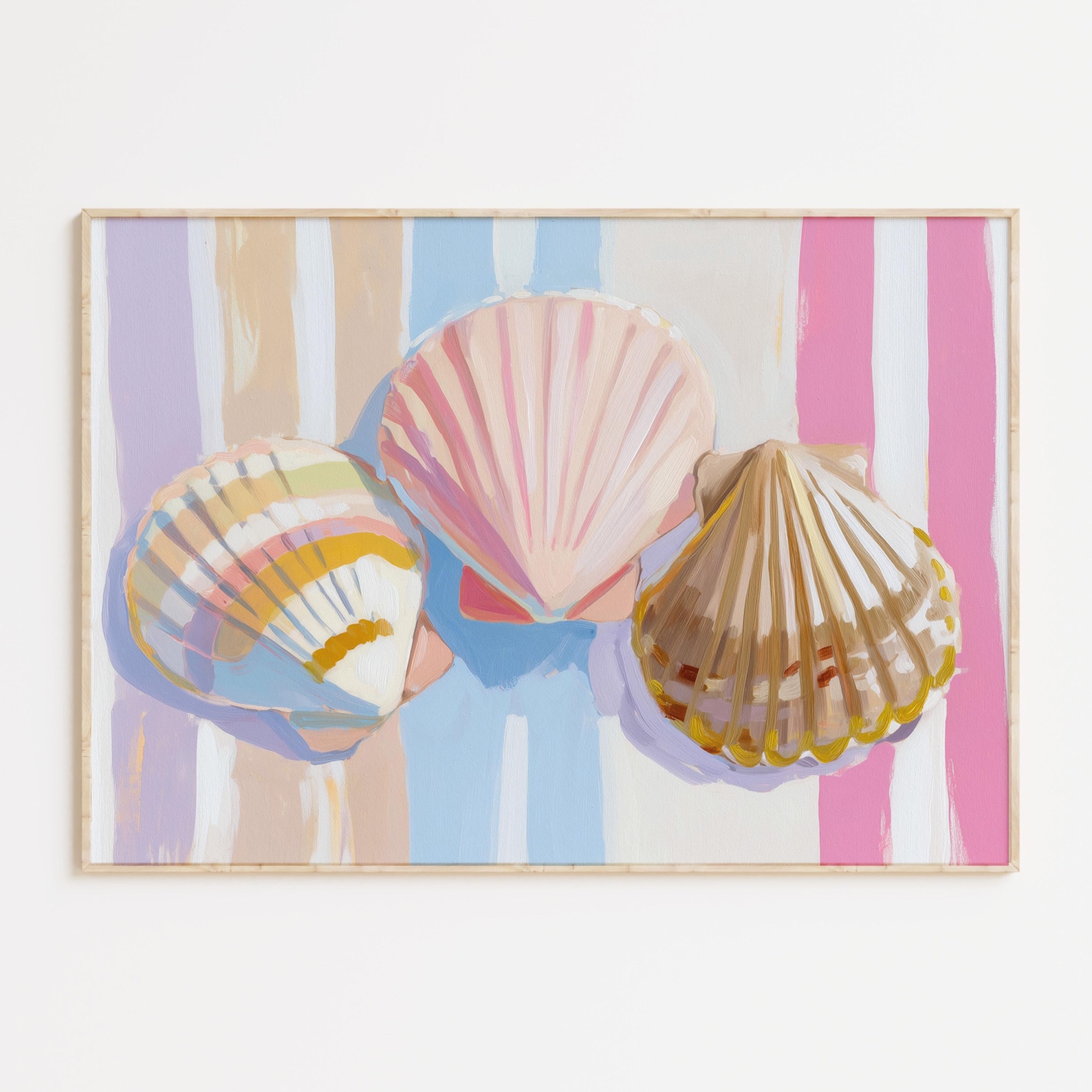 Colorful Seashell Wall Art Print, Digital Download, Coastal Pastel ...