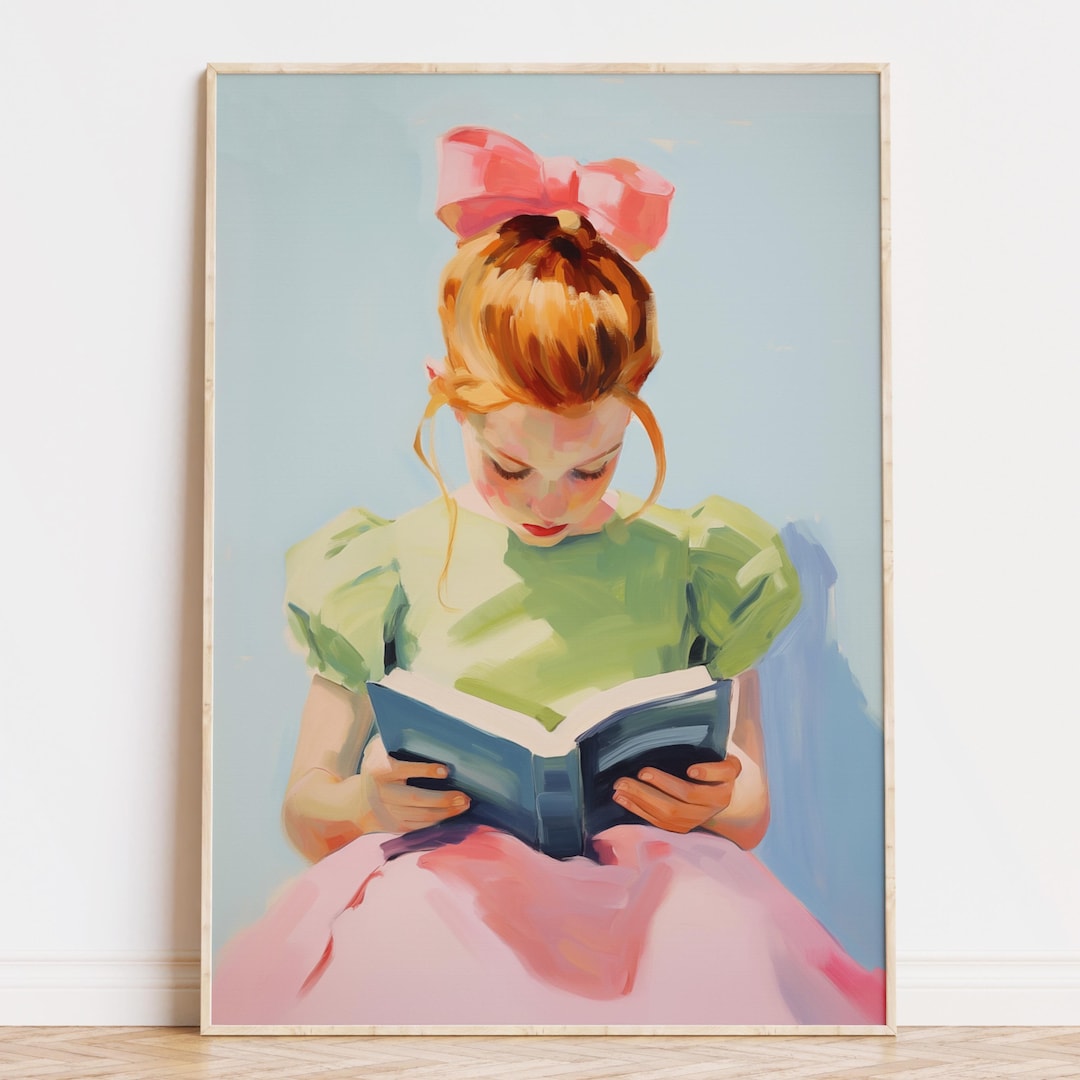 Girl Reading Book Print, Digital Download, Cozy Reading Spot, Book ...