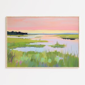 Dawn in the Swamp Painting, Digital Download, Marsh Coastal Wall Print ...