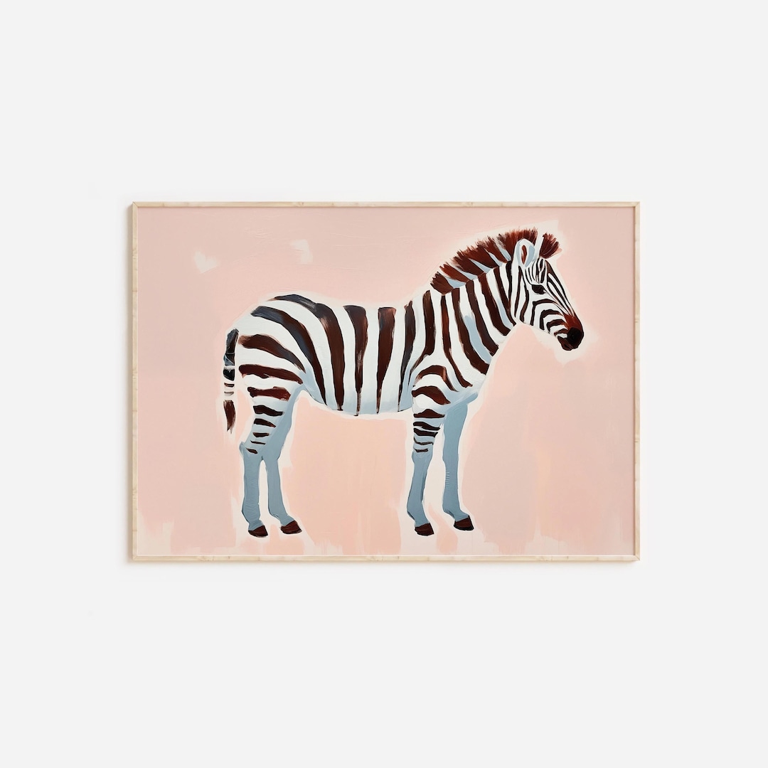 Pink Zebra Art, Safari Nursery Decor, African Wildlife Painting ...