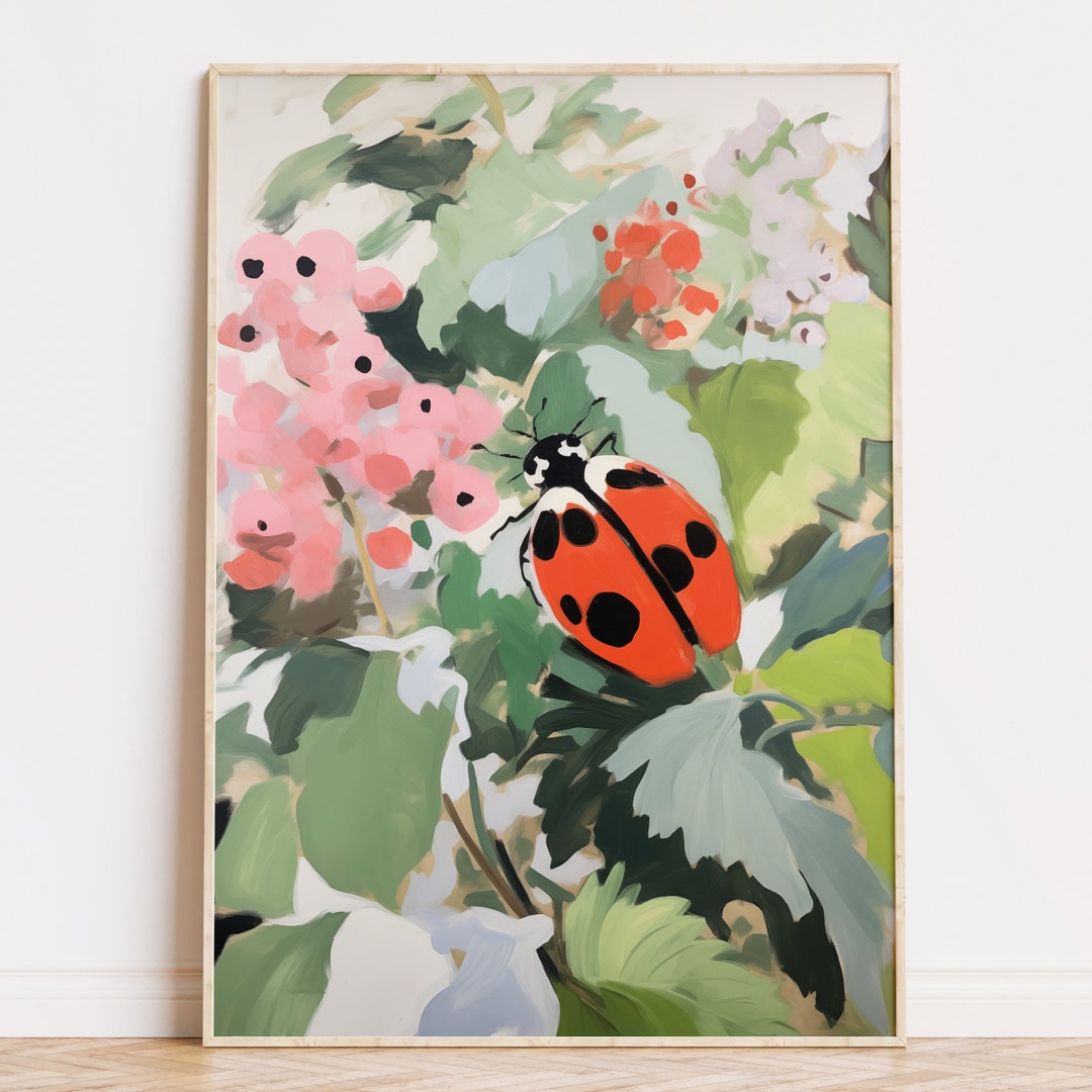 Ladybug Painting, Digital Download, Cottage Core, Preppy Nursery Wall ...