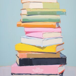 Pastel Stack of Books Print, Digital Download, Apartment Aesthetic ...