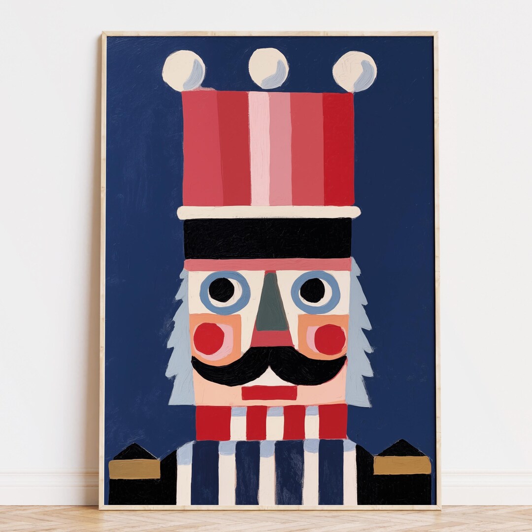 Vintage Nutcracker Oil Painting Digital Download, Pastel Christmas Art ...