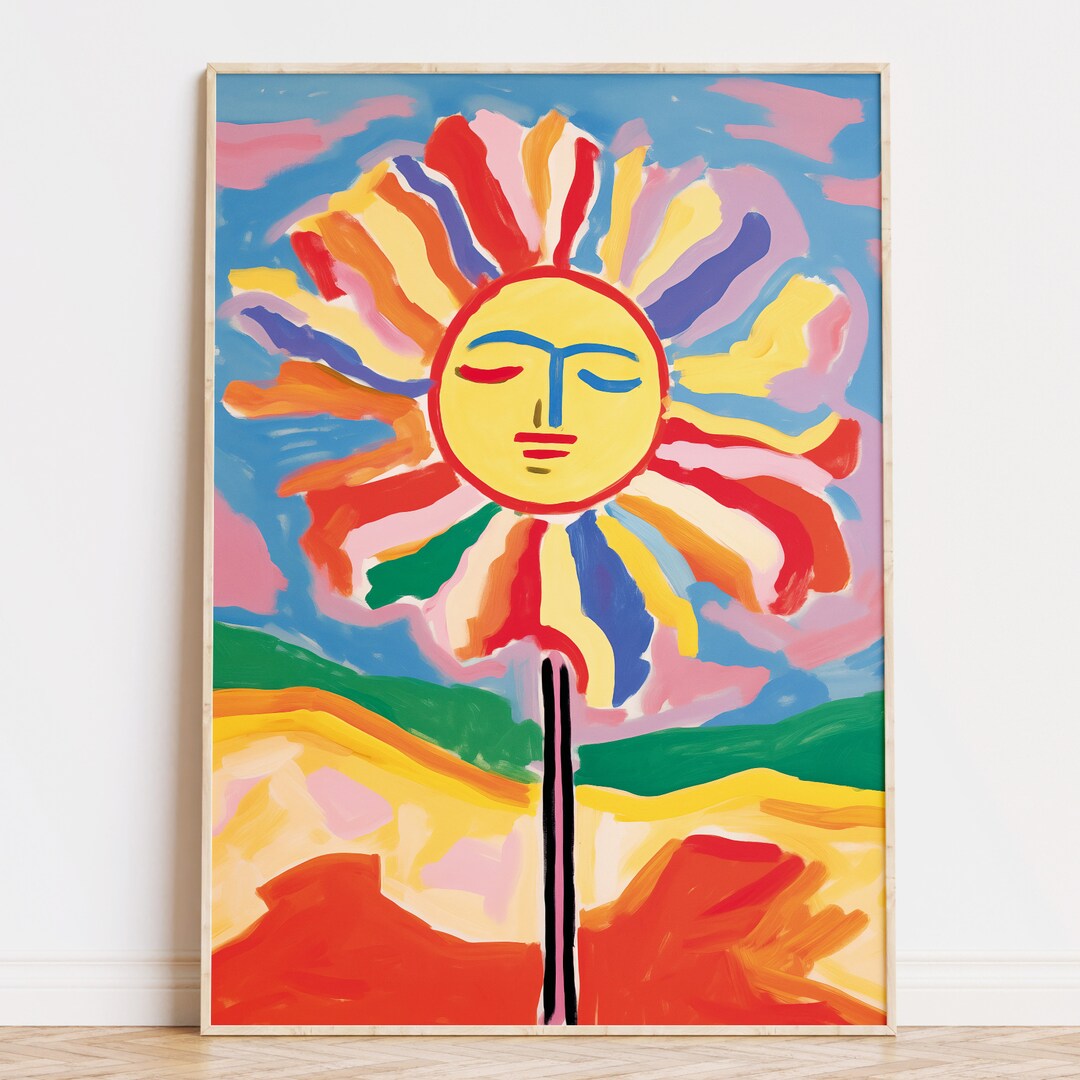 Abstract Sun Sunshine Poster, Summer Poster, Eclectic Wall Art Decor ...